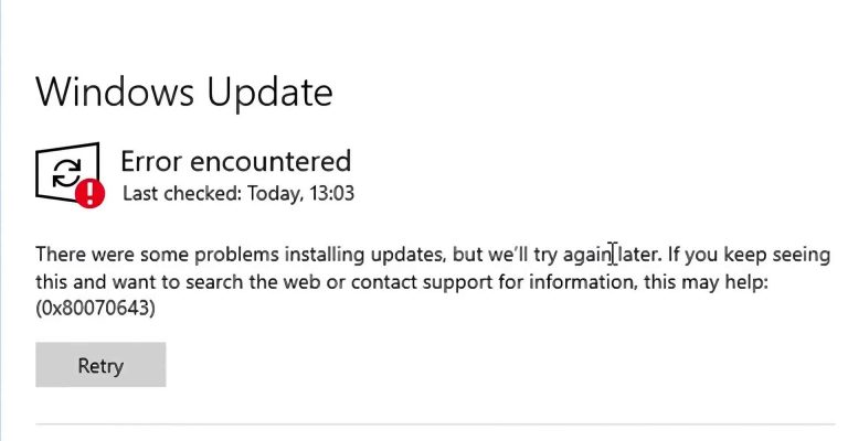 How to Solve Windows Update Error 0x80070643 for KB5034441